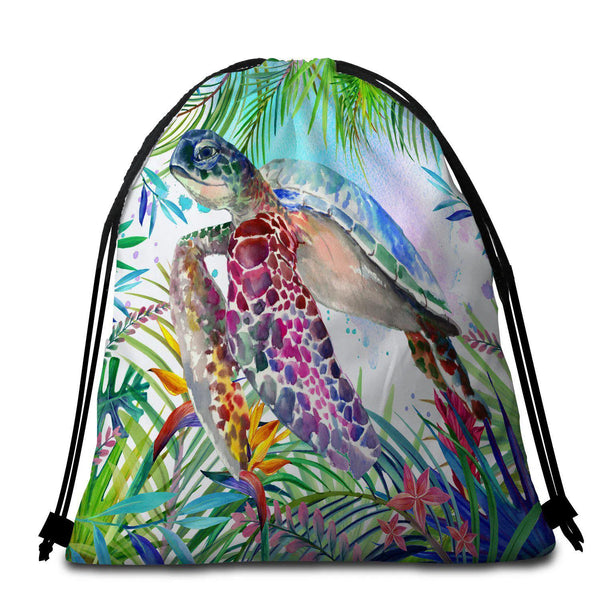 Drawstring Bag - Tropical Sea Turtle by Coastal Passion