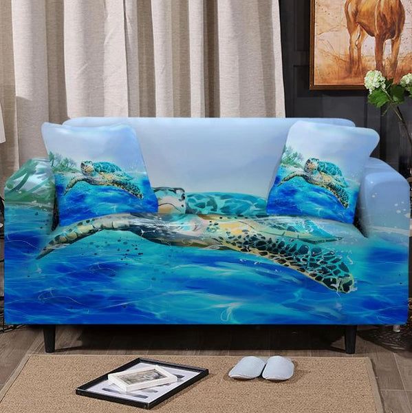 Sea Turtle Sofa Cover - Sea Turtle Life by Coastal Passion