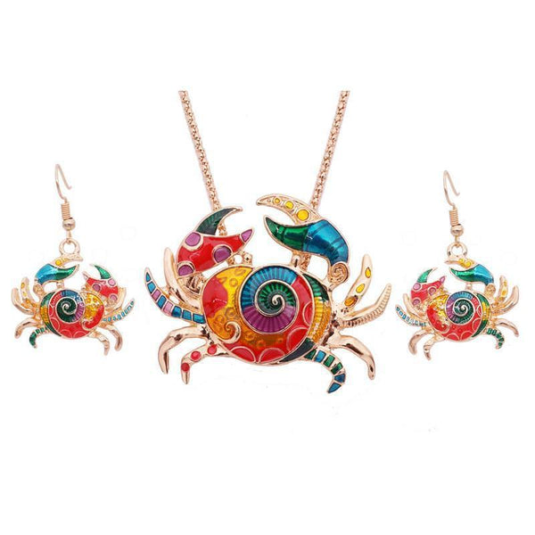 Colorful Crab Jewelry Set | Coastal Passion Sea Life Jewelry