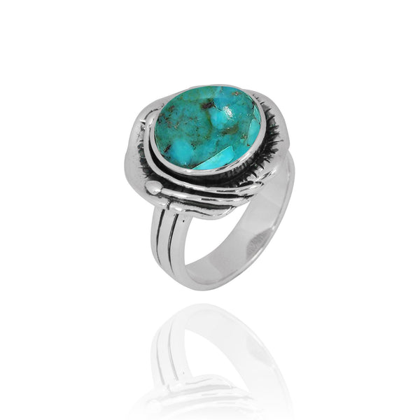 Compressed Turquoise Cocktail Ring - Coastal Passion