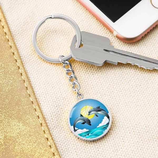 Dolphin Dancing Beachy Keychain - Coastal Passion