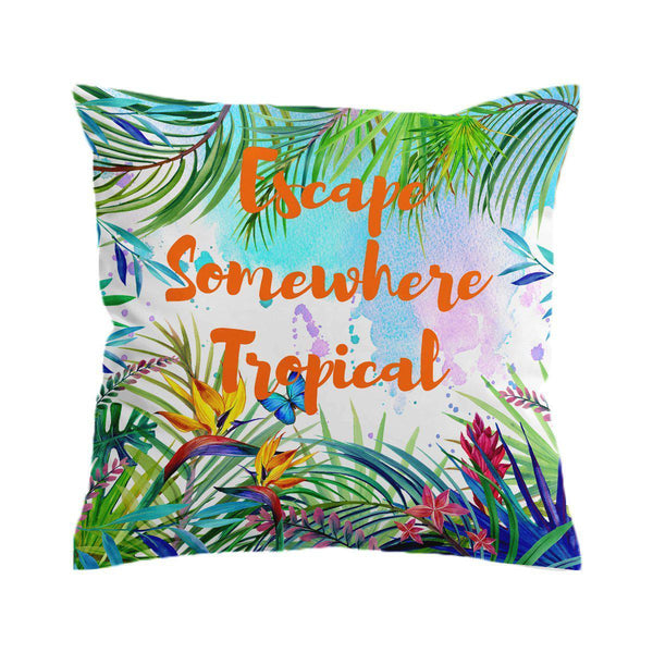 Beachy Pillow Cover - Escape Somewhere Tropical by Coastal Passion