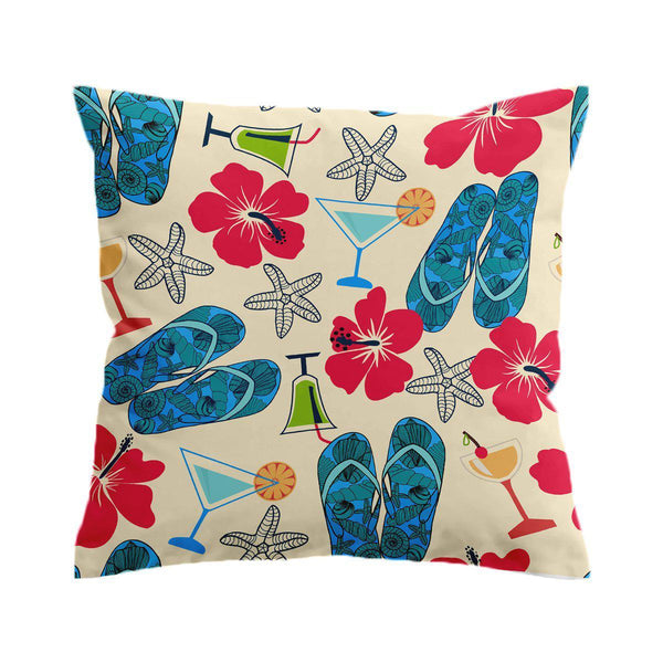 Beachy Pillow Cover - Flip Flops Happy Hour by Coastal Passion