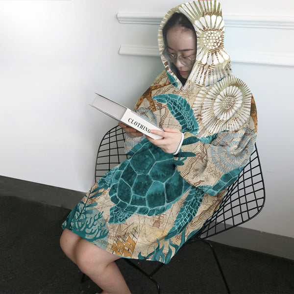 Sea Turtle Hoodie Blanket - Coastal Passion