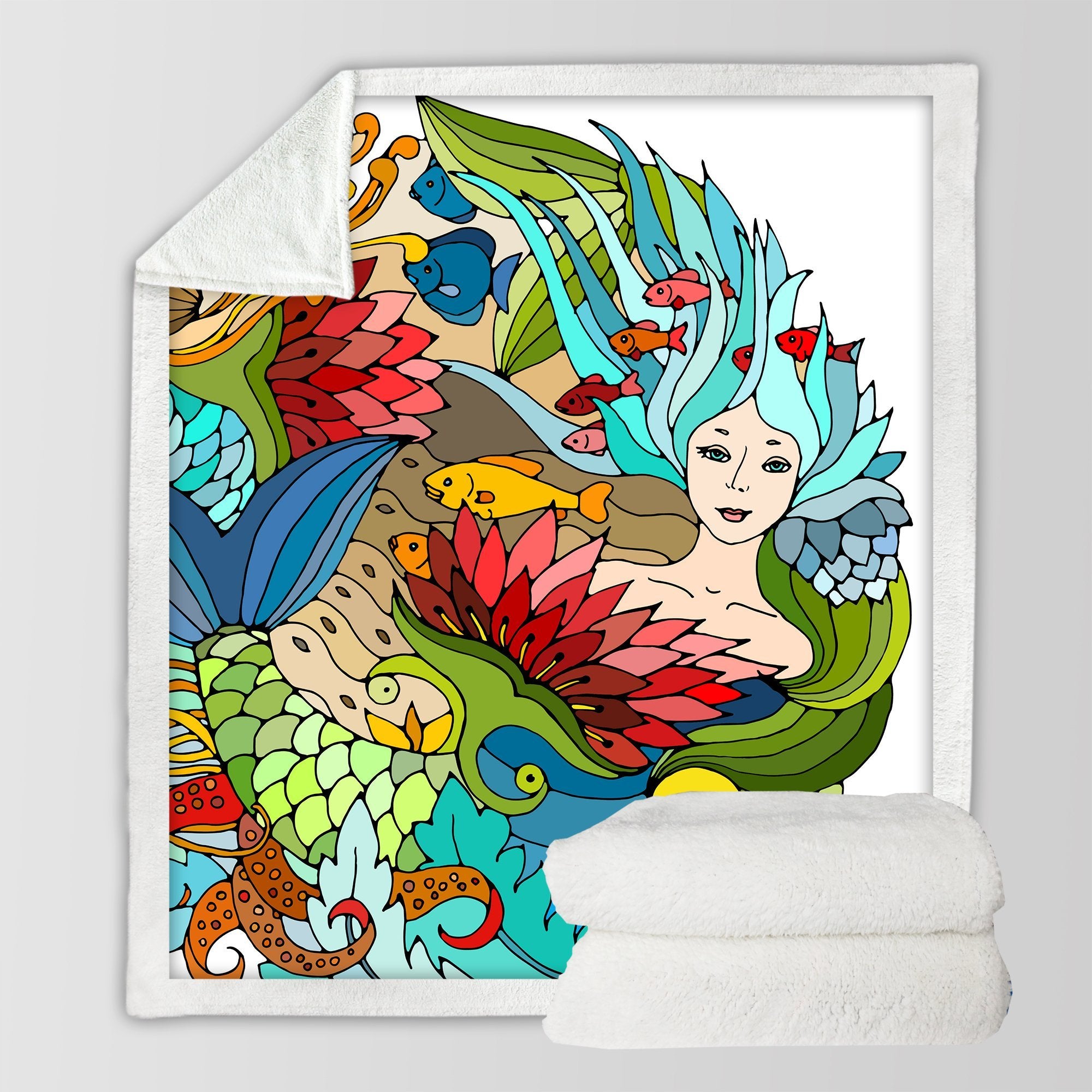 Mermaid Blankets Cyiecw Mermaid Blanket Adult Girls, Soft Flannel ...