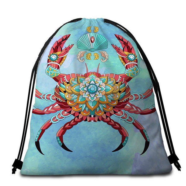 Round Beach Towel + Beach Bag - Flamingoes Kombi by Coastal Passion